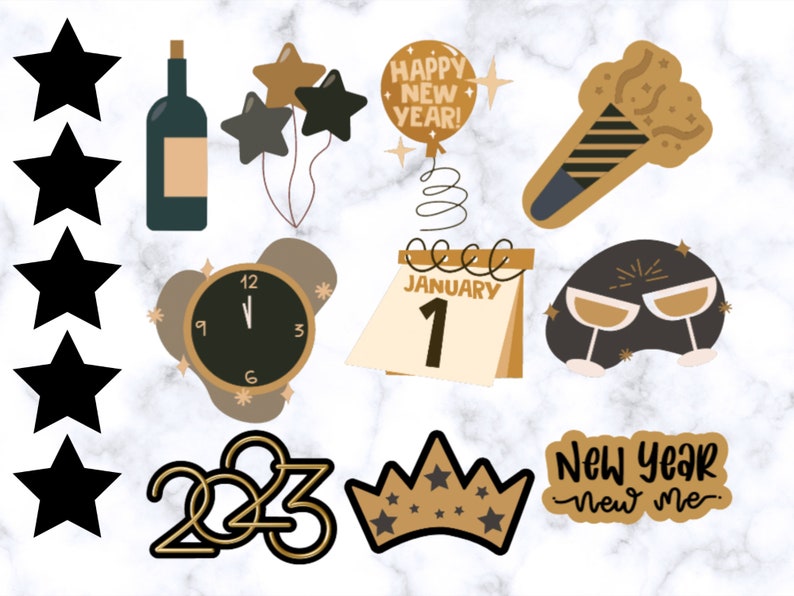 2024 New Year's Stickers, NYE Stickers, New Year's Eve Stickers, Die ...