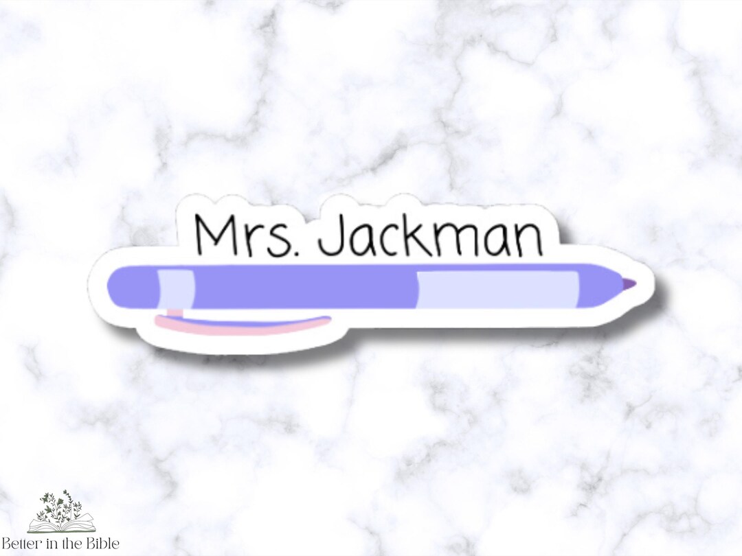 Customizable Name Sticker - Pen Design - Personalized for Teachers ...