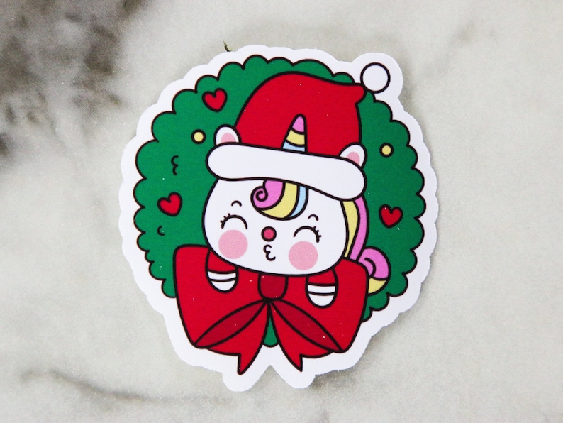 Christmas Unicorn Sticker Pack, Christmas Unicorn Stocking Stuffer ...