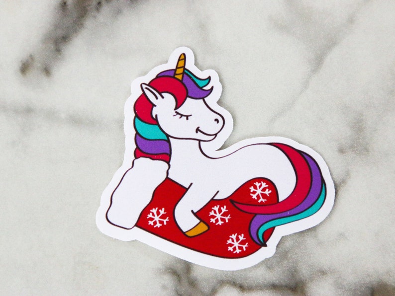 Christmas Unicorn Sticker Pack, Christmas Unicorn Stocking Stuffer ...