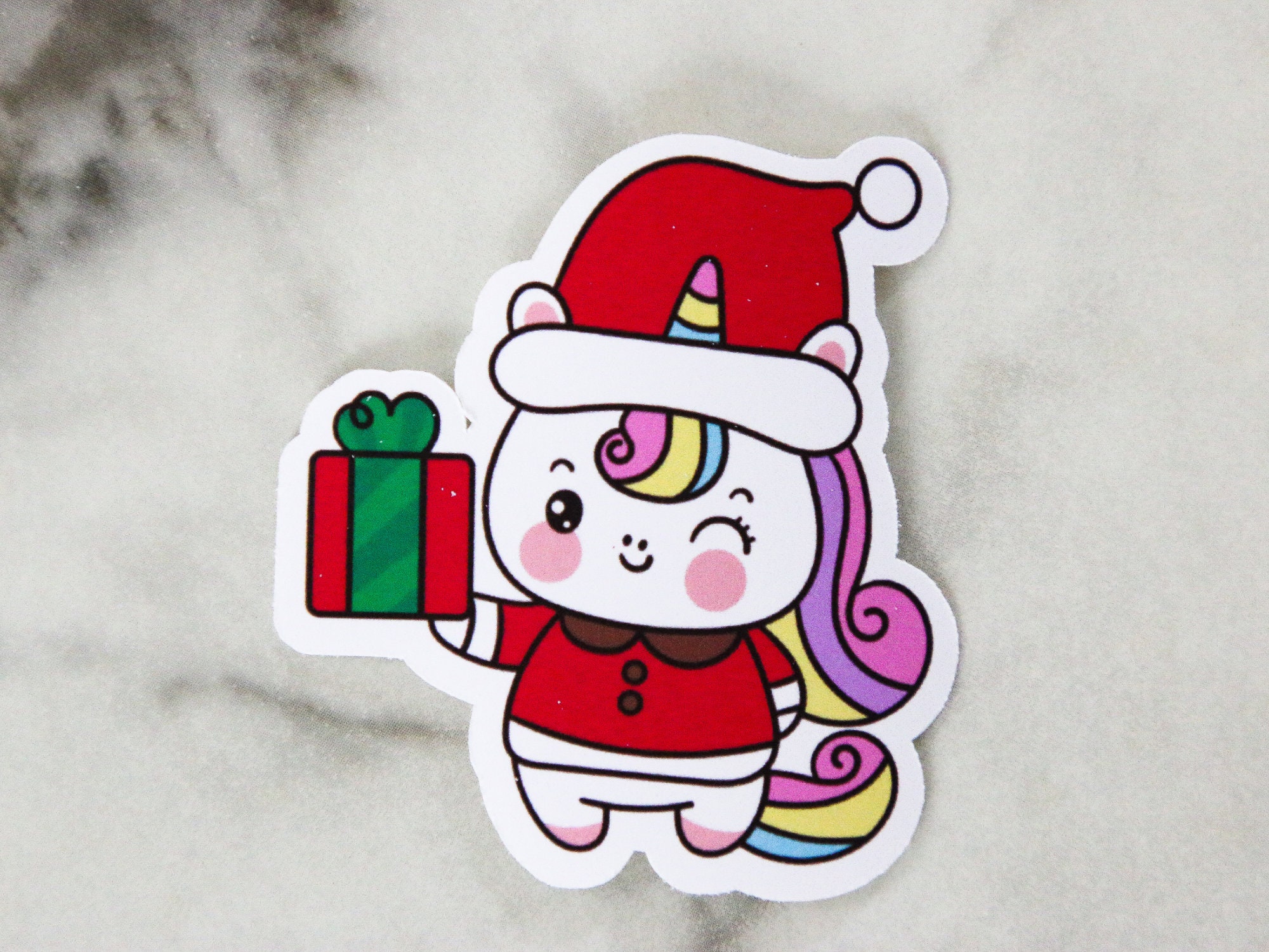 Christmas Unicorn Sticker Pack, Christmas Unicorn Stocking Stuffer ...
