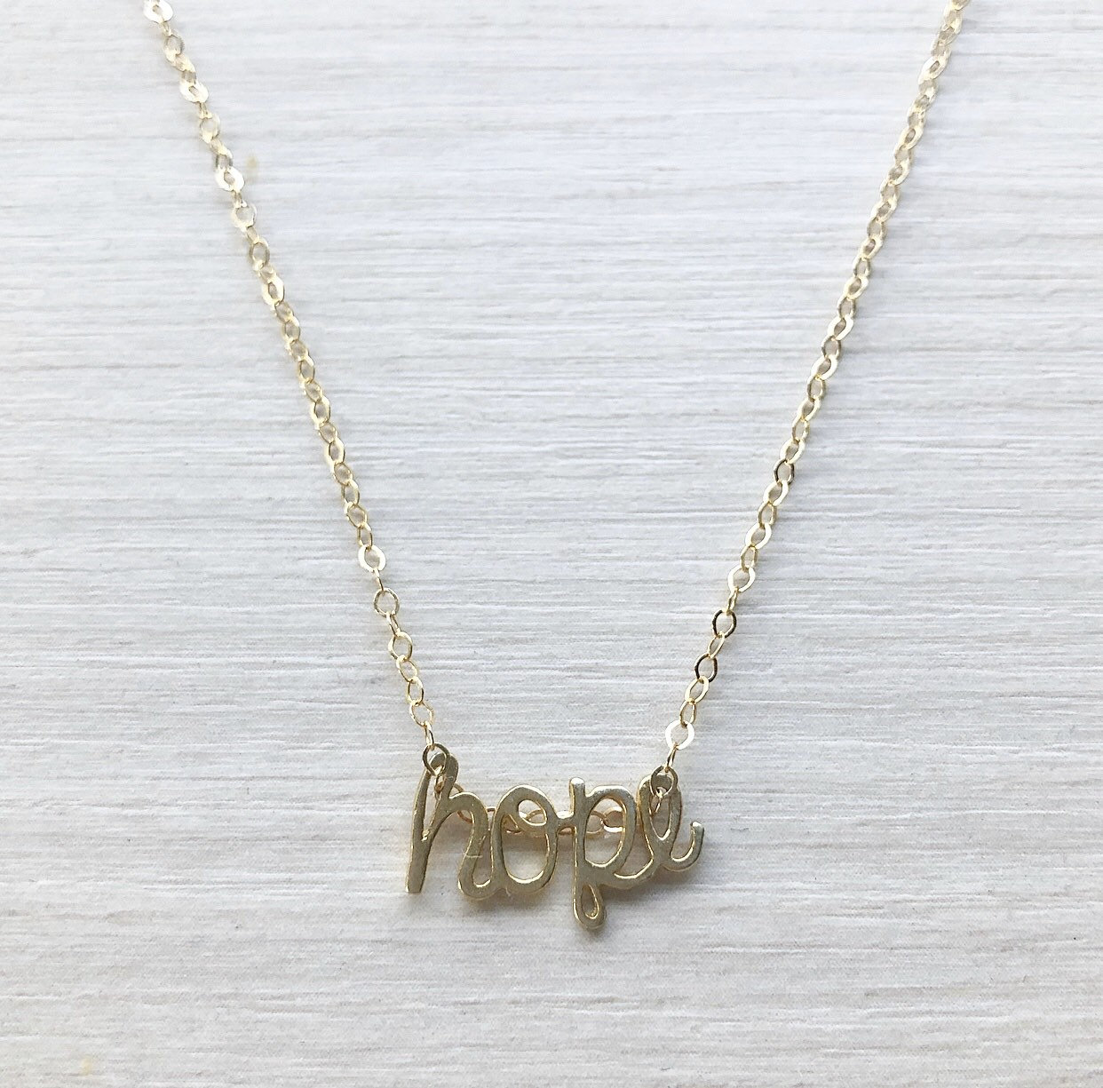 HOPE Necklace in Gold on Gold Filled Chain | Etsy