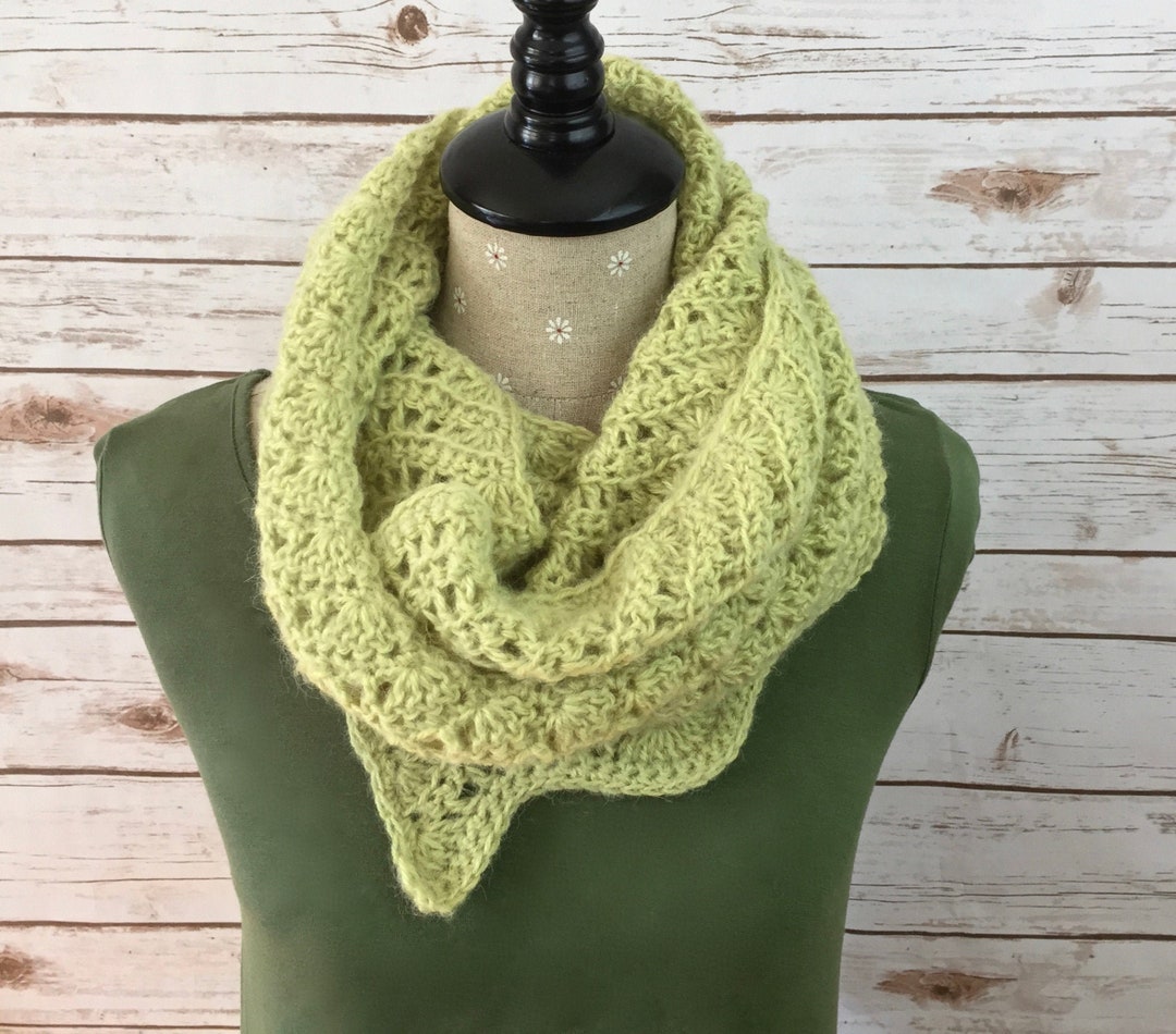 Celery Green Alpaca Wool Scarf and Slouchy Hat Set: Crochet Knit - Etsy