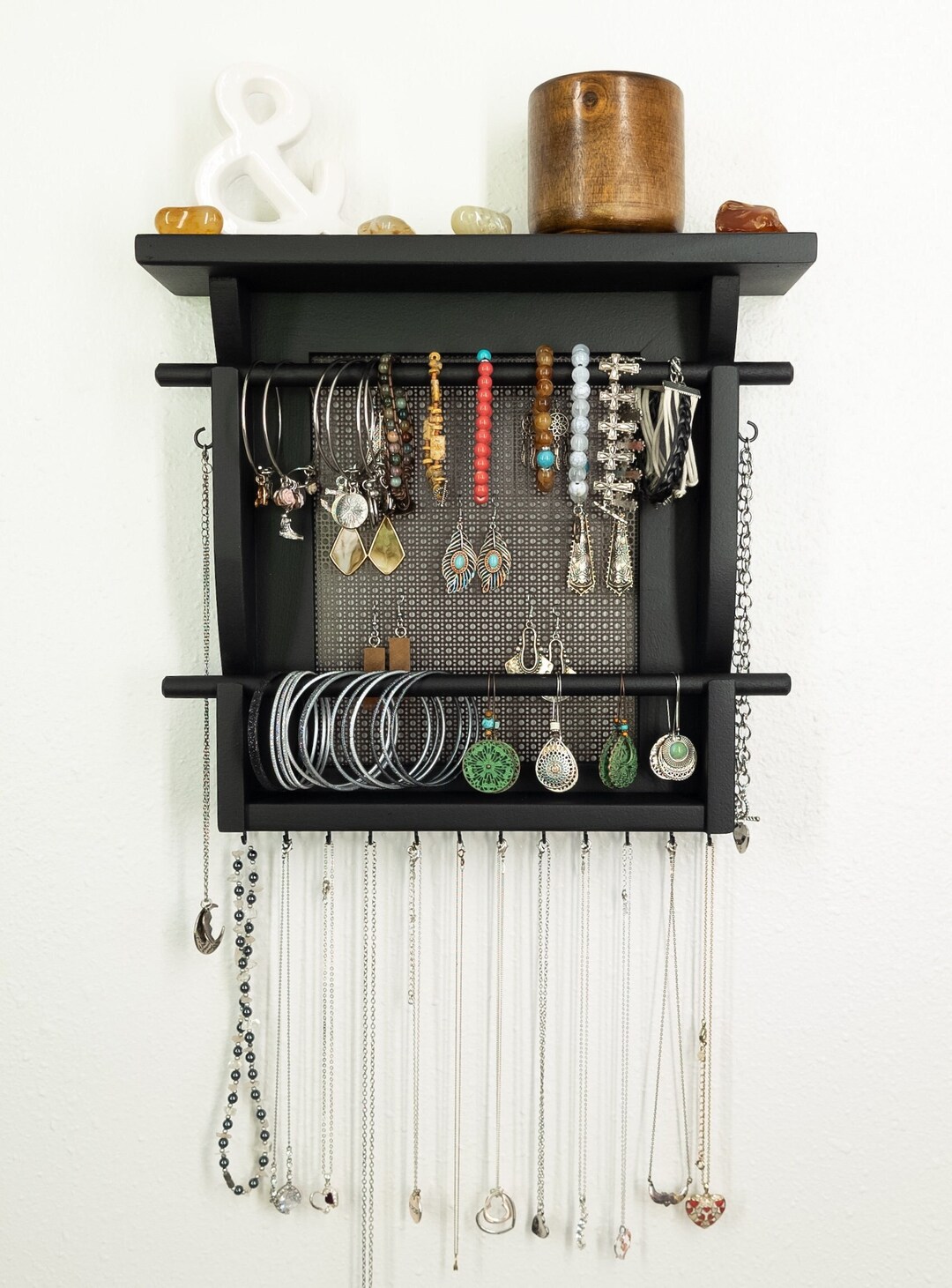 Jewelry Organizer, Wall Mounted Jewelry Holder, Jewelry Storage, White ...