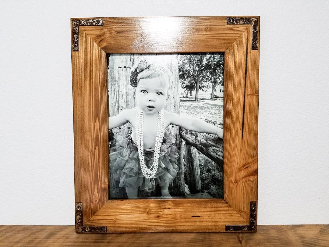 Wood Picture Frame With Rusty Metal Hardware, Farmhouse Decor, Wedding ...
