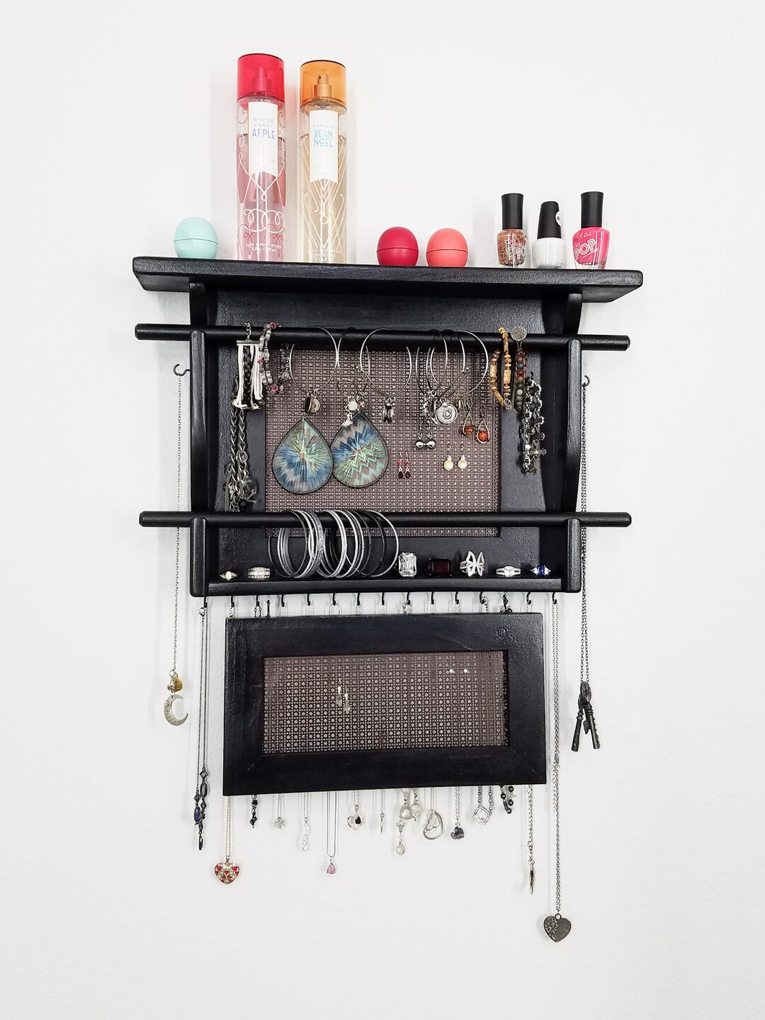 Jewelry Organizer, Wall Mounted Jewelry Holder, Jewelry Storage, Stud ...