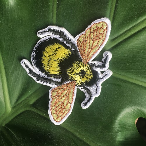 Moks262p Blue Bee Large Embroidered Patch - Etsy