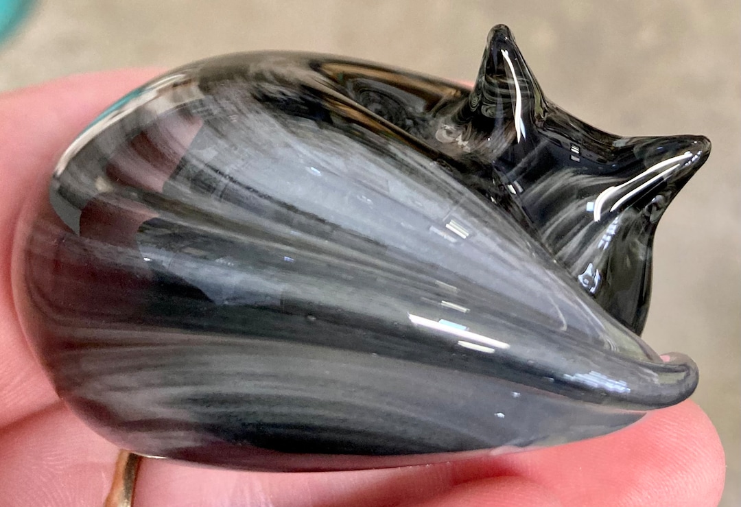 Silver Tabby Glass Sleeping Cat - Etsy