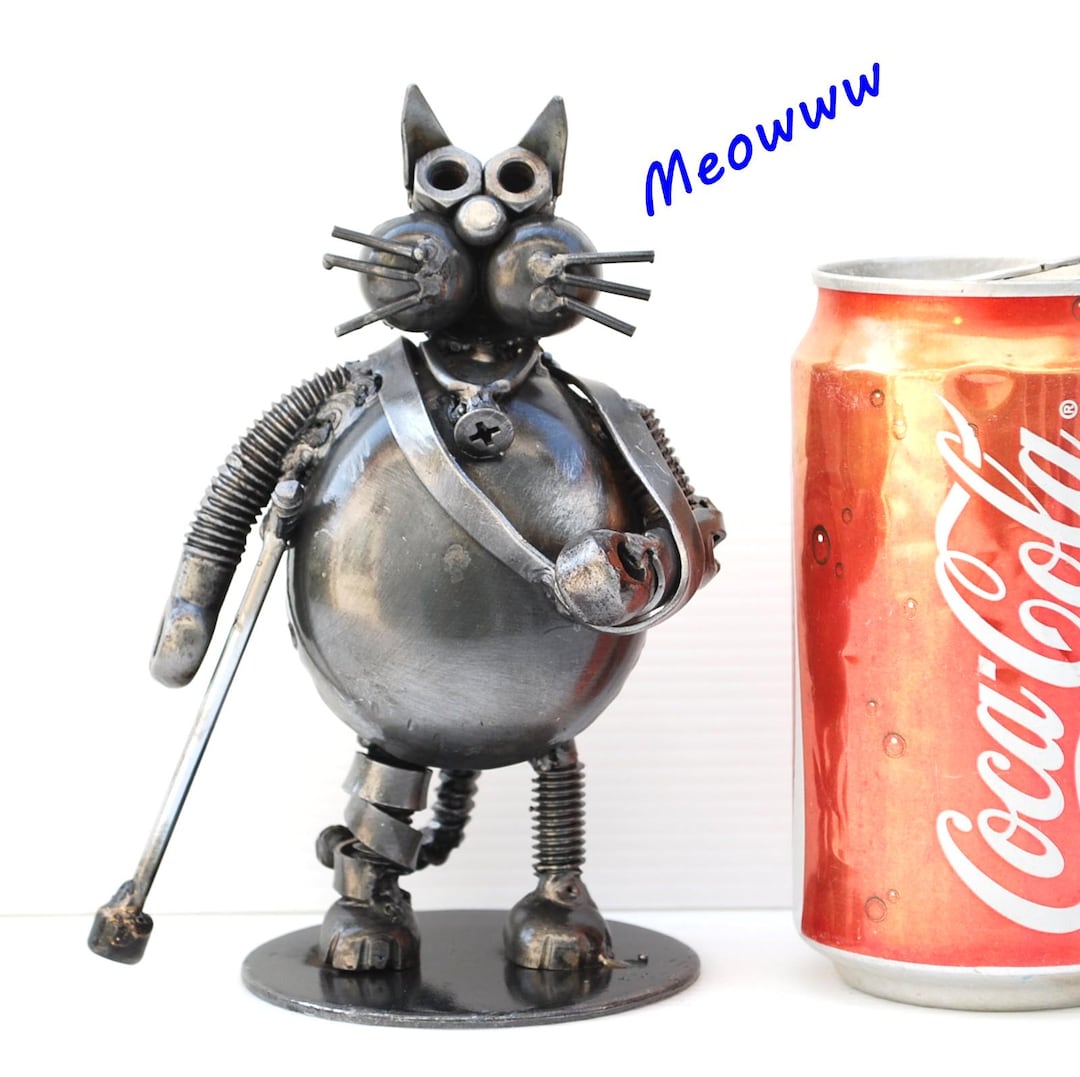 Cat Get Well Gifts Scrap Metal Sculpture, Industrial Fantasy Décor ...