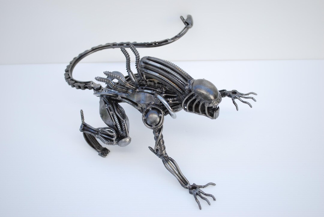 Alien Scrap Metal Sculpture, Handmade Recycled Metal Art, One-of-a-kind ...