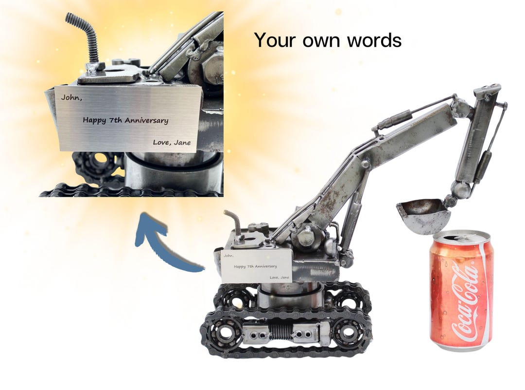 Personalized Scrap Metal Excavator Sculpture, Custom Engraved Mother ...