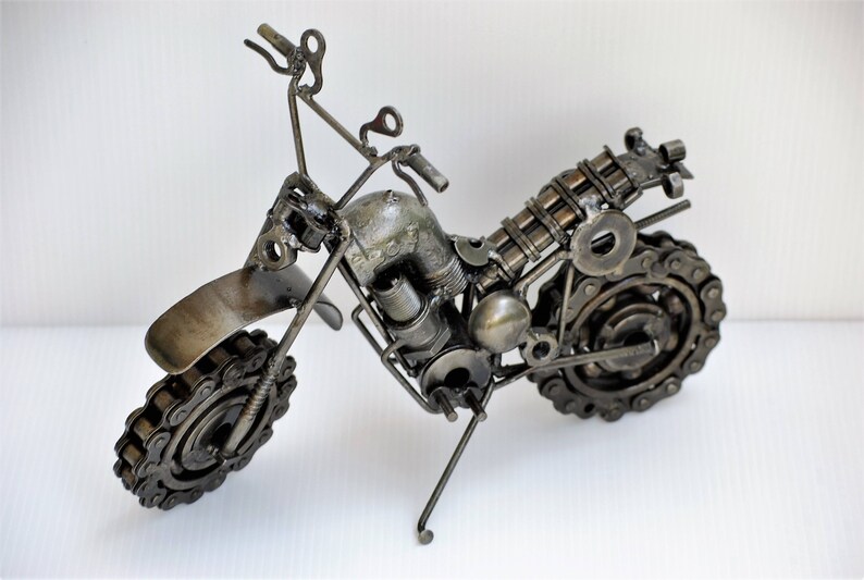 Motor Bike A Motorcycle Scrap Metal Sculpture Model Recycled - Etsy