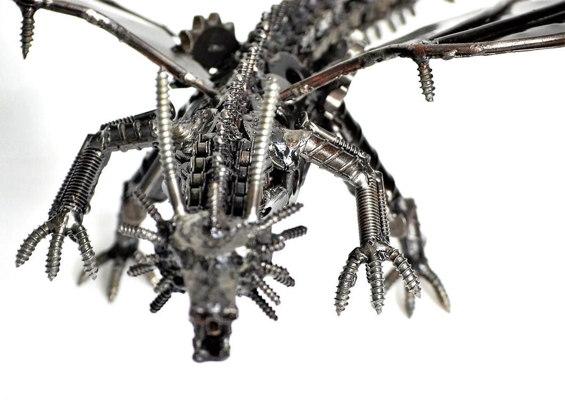 One-of-a-kind Dragon Scrap Metal Sculpture, Cool Anniversary Gift, Cool ...