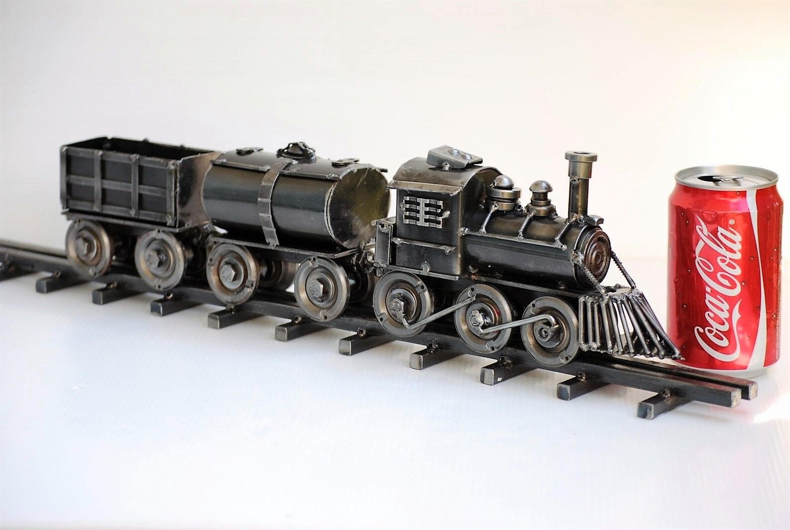 Classic Train Scrap Metal Sculpture, Handmade Recycled Steel Art, 6th ...