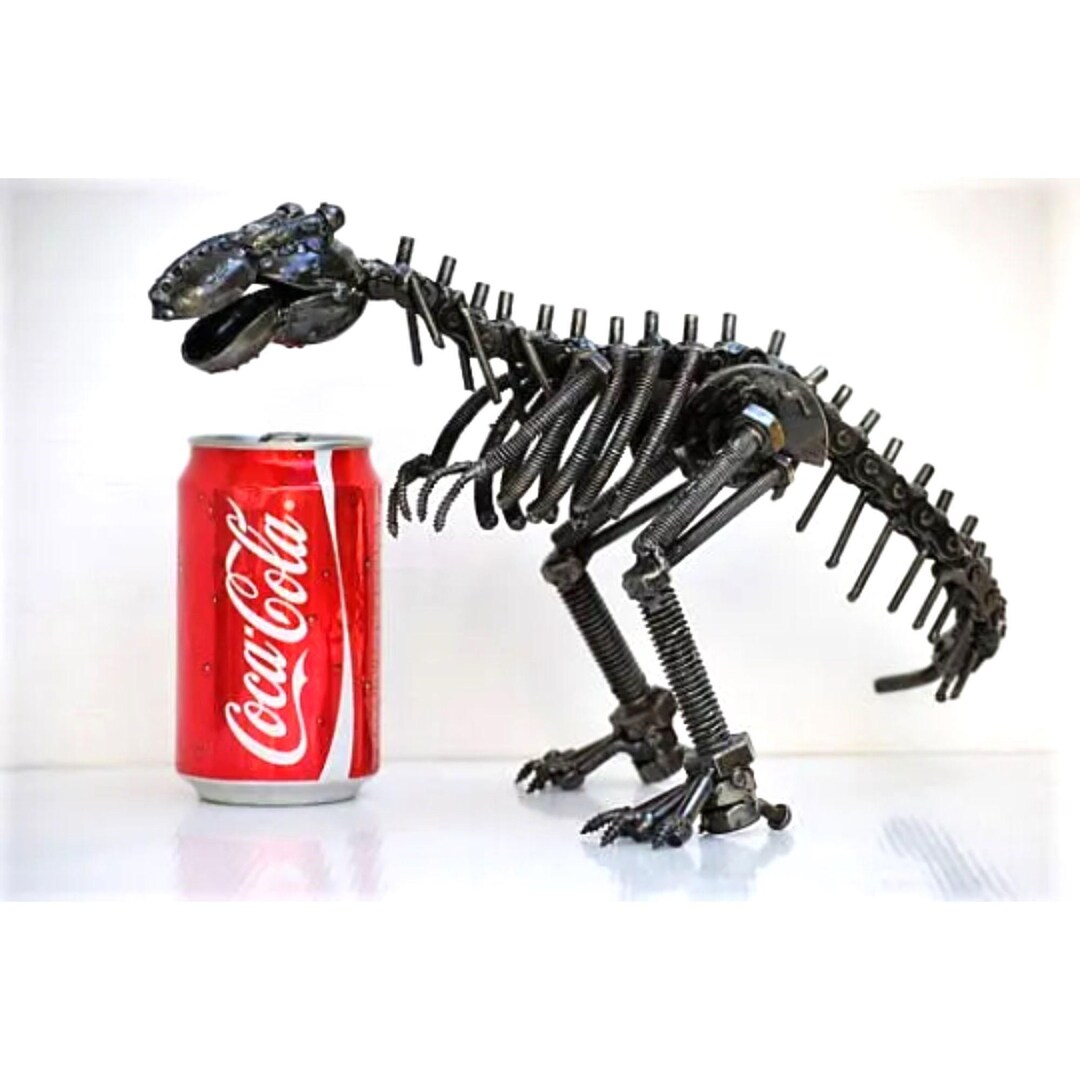 T-rex Scrap Metal Sculpture, Handmade Desk Paperweight Art, Geek ...