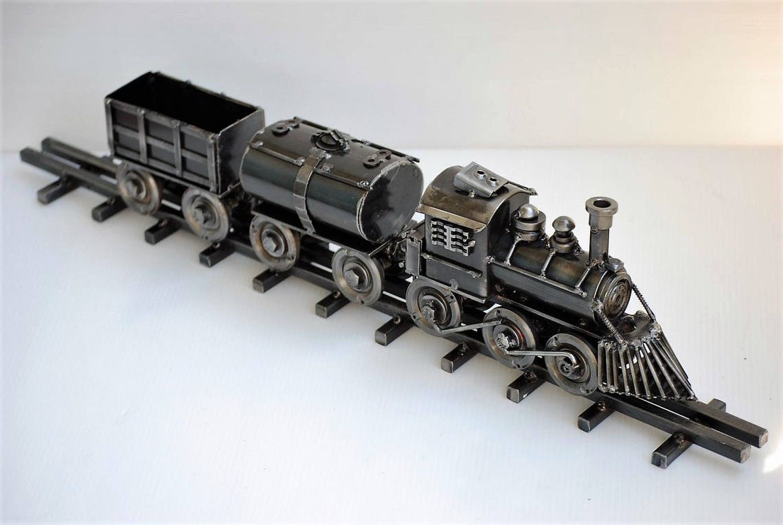 Classic Train Scrap Metal Sculpture Model Recycled Handmade | Etsy