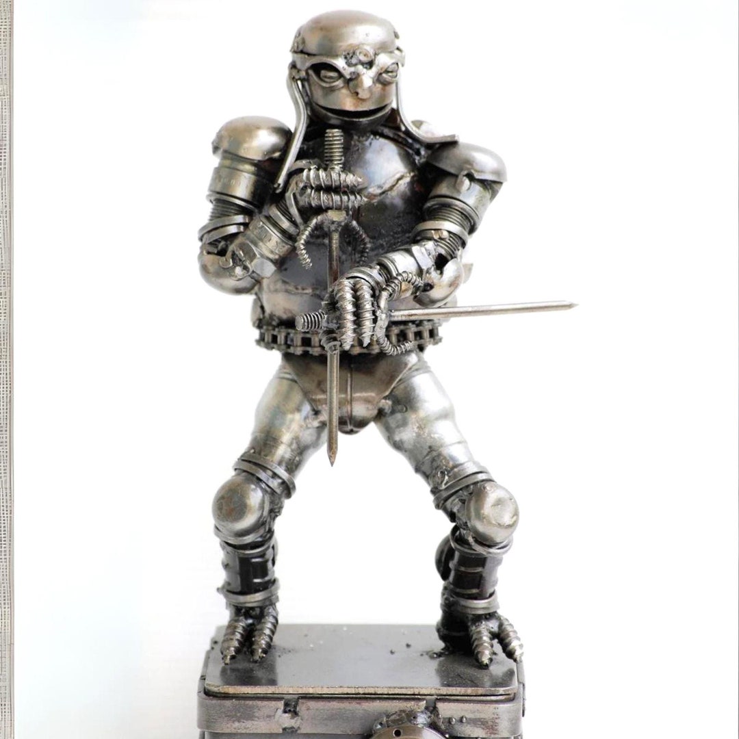 Turtle Boy Scrap Metal Sculpture, Handmade Recycled Steel Art, Unique ...