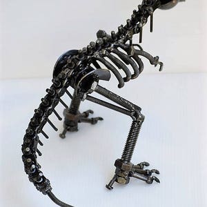 T-rex Scrap Metal Sculpture, Handmade Desk Paperweight Art, Geek ...
