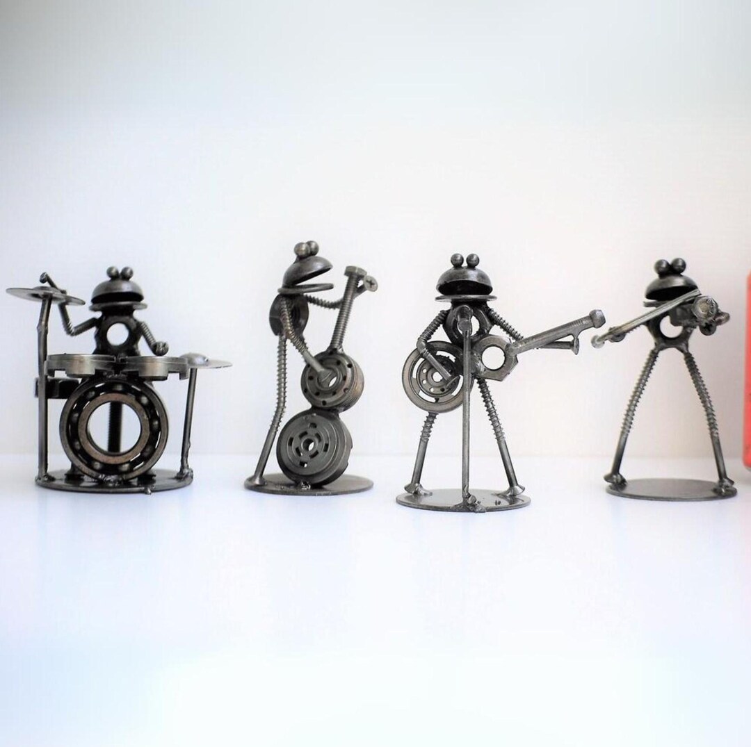 Sell All 4 With 55% Discount, Frog Music Band Scrap Metal Sculpture ...