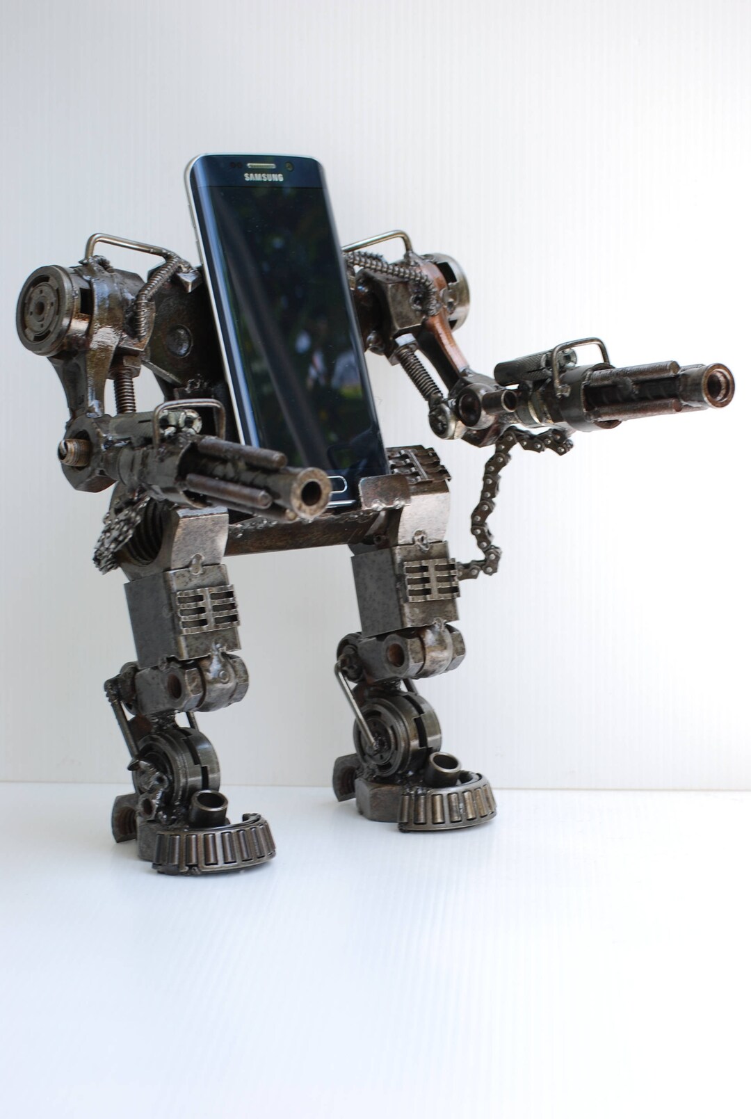 Robot Phone Holder Scarp Metal Sculpture, Cool Name Card Holder, Cool ...