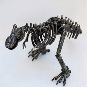 T-rex Scrap Metal Sculpture, Handmade Desk Paperweight Art, Geek ...