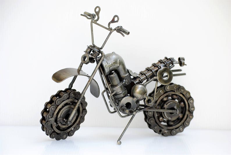Motor Bike A Motorcycle Scrap Metal Sculpture Model Recycled - Etsy