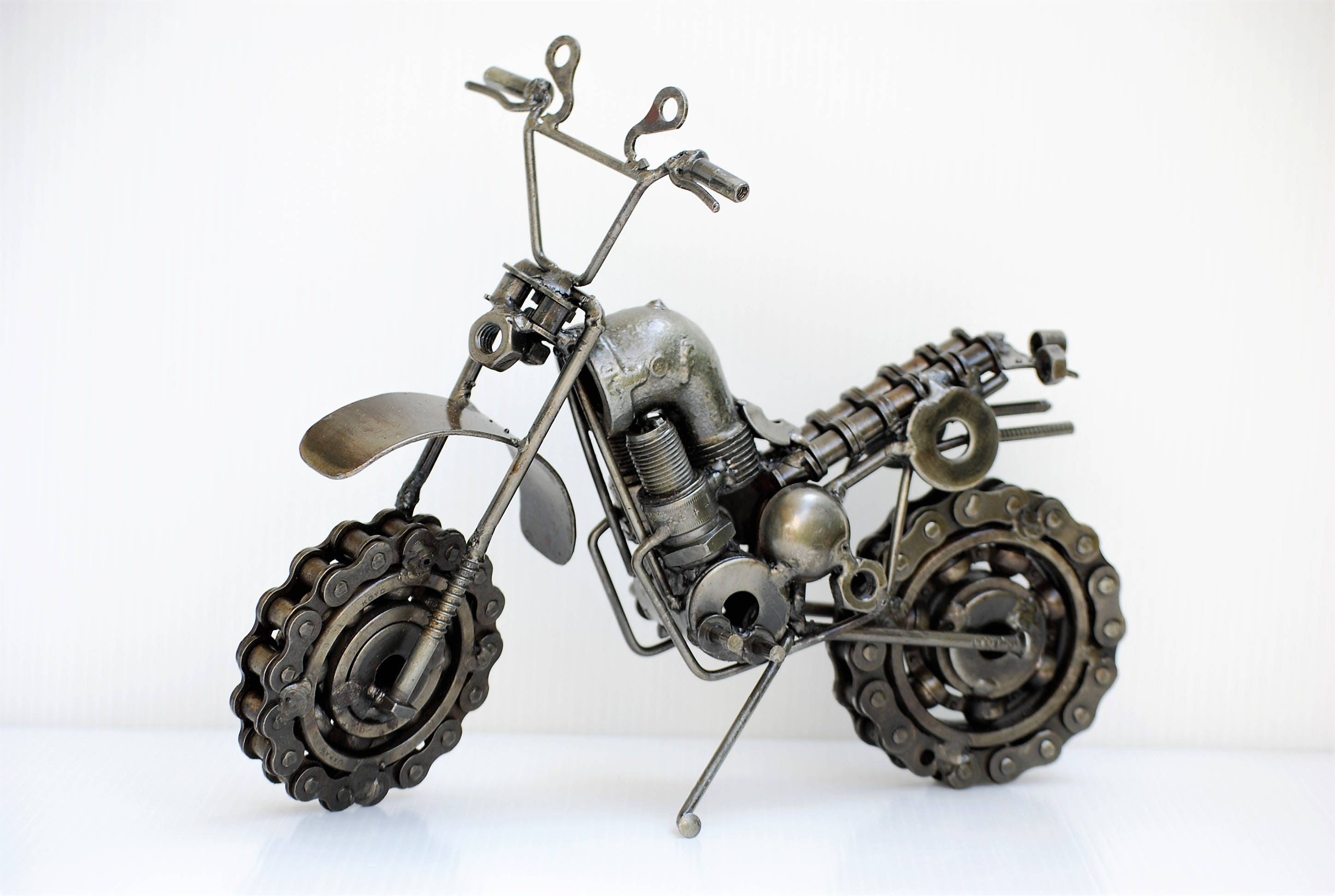 Motor Bike A Motorcycle Scrap Metal Sculpture Model Recycled - Etsy