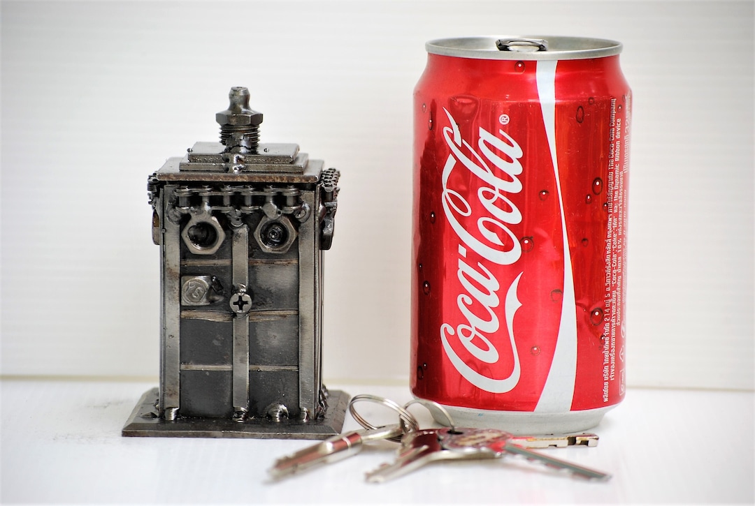 Scrap Metal Tardis Sculpture: Pen & Key Holder, Wow Gift for This ...