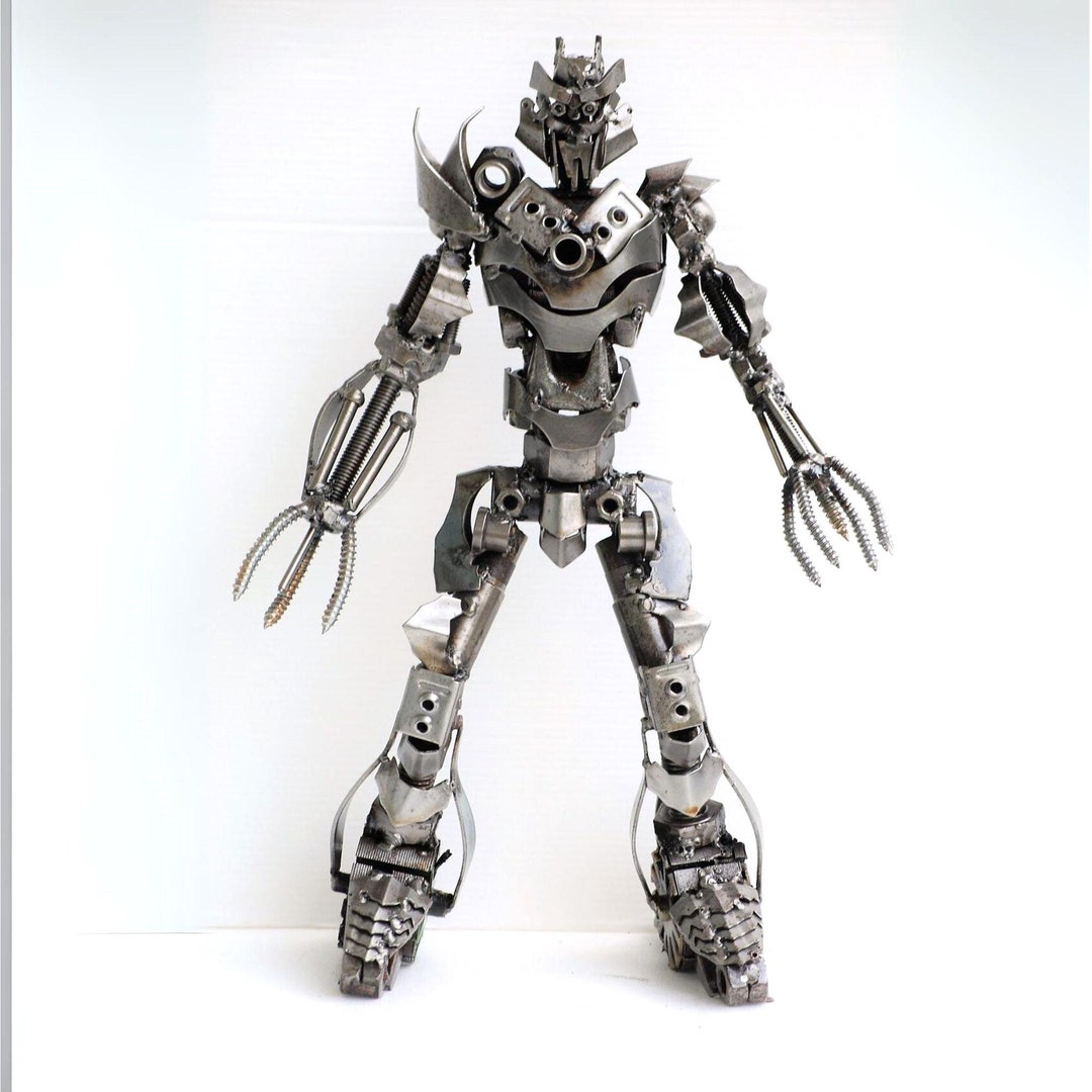 Tron Robot Scrap Metal Sculpture, Handmade Recycled Steel Art, Unique ...