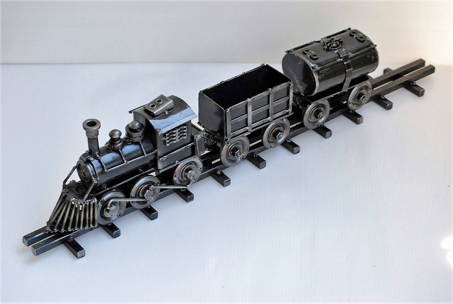Classic Train Scrap Metal Sculpture, Handmade Recycled Steel Art, 6th ...