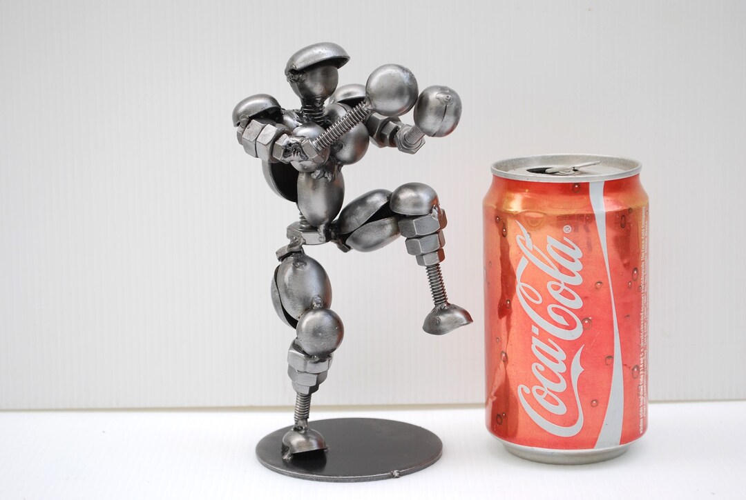 Muay Thai Fighter Metal Sculpture, Thai Boxer Scrap Metal, Sport Model ...