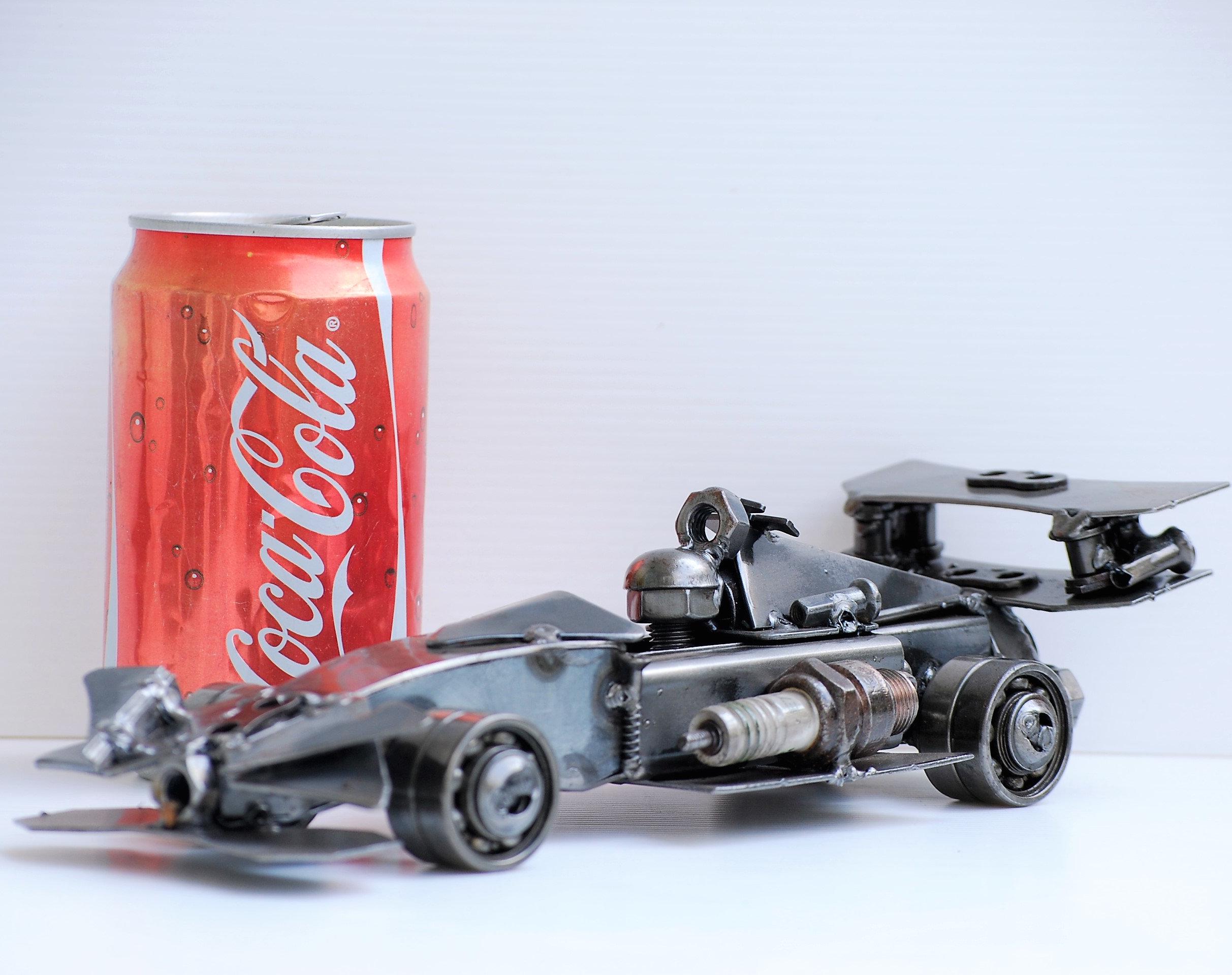 Formula One F1 Scrap Metal Sculpture, Handmade Recycled Steel Art ...