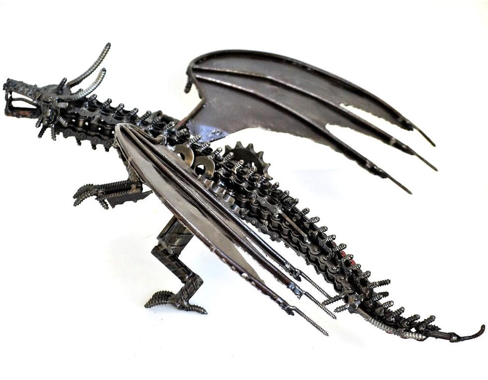 One-of-a-kind Dragon Scrap Metal Sculpture, Cool Anniversary Gift, Cool ...