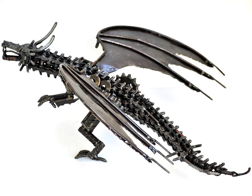 One-of-a-kind Dragon Scrap Metal Sculpture, Cool Anniversary Gift, Cool ...
