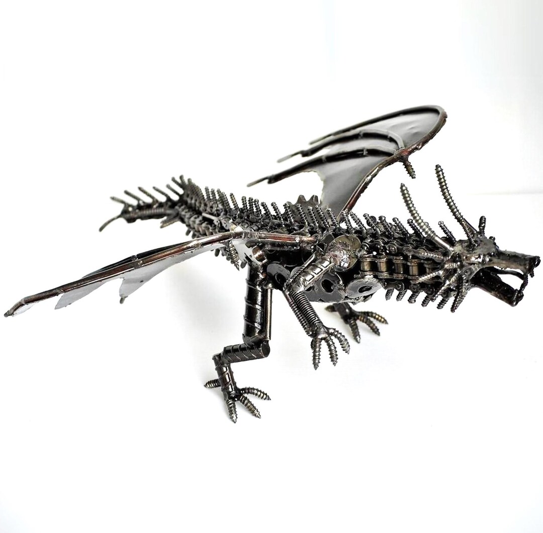 One-of-a-kind Dragon Scrap Metal Sculpture, Cool Anniversary Gift, Cool ...
