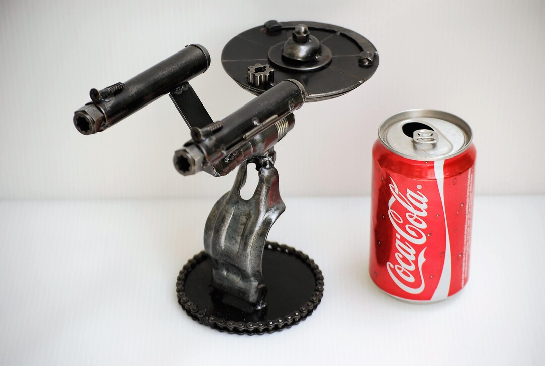 Uss Enterprise Spaceship Inspired Recycled Scrap Metal Sculpture, Gift ...