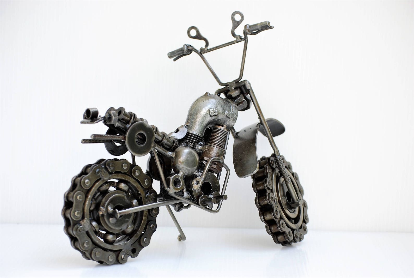 Motor Bike A Motorcycle Scrap Metal Sculpture Model Recycled - Etsy