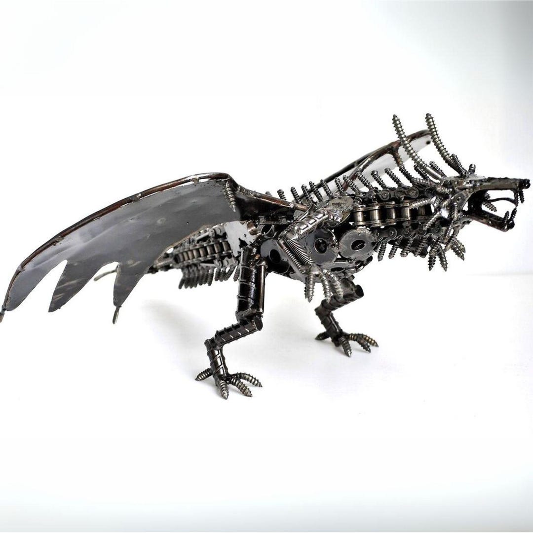 One-of-a-kind Dragon Scrap Metal Sculpture, Cool Anniversary Gift, Cool ...