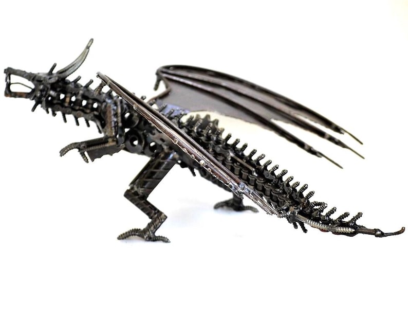 One-of-a-kind Dragon Scrap Metal Sculpture, Cool Anniversary Gift, Cool ...