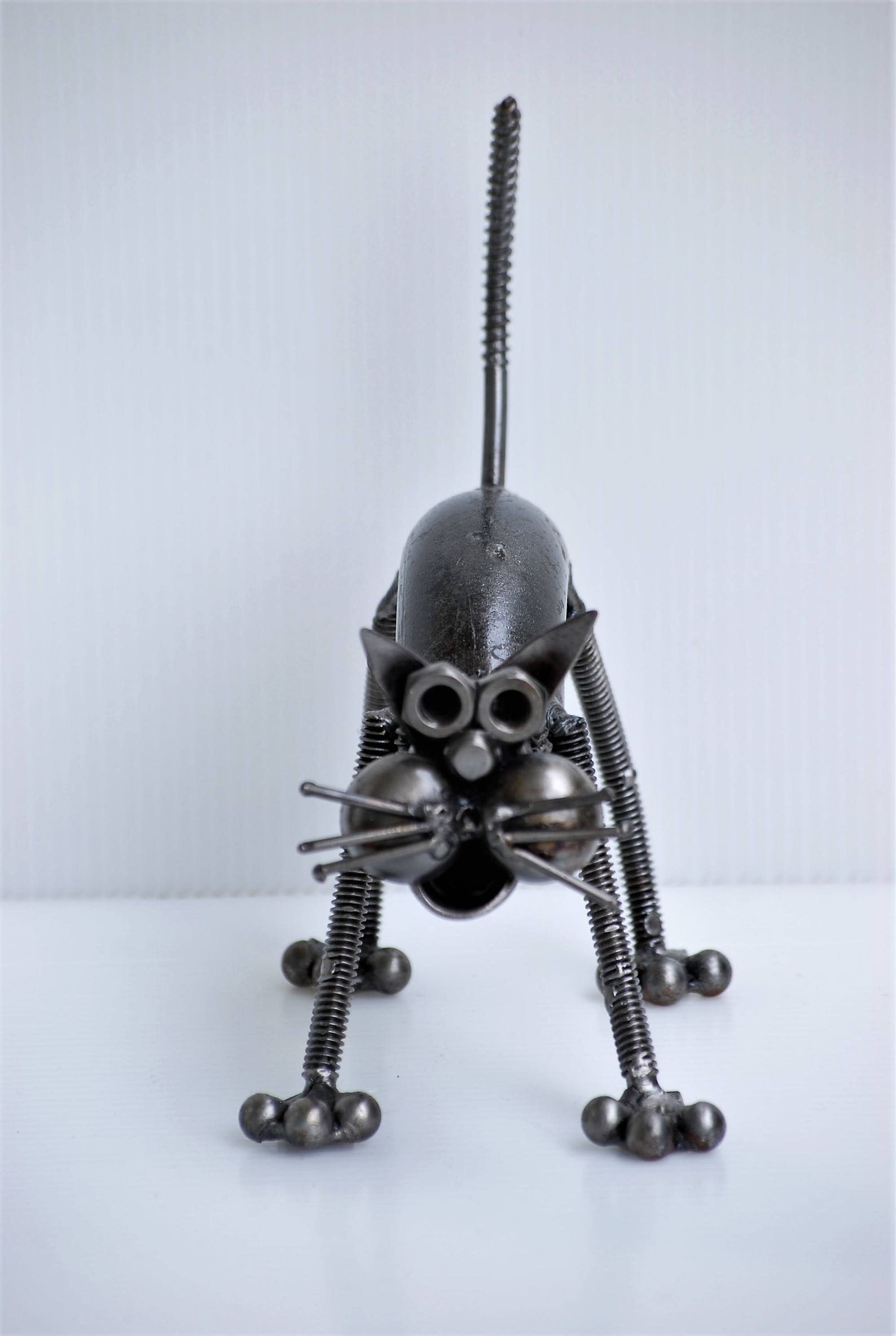 Cat Scrap Metal Sculpture, Handmade Recycled Steel Art, Unique ...