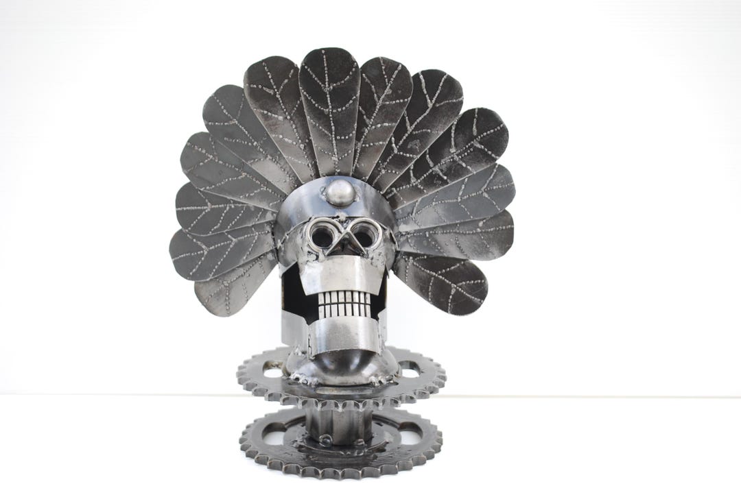 Scrap Metal Skull Sculpture, Handmade Recycled Steel Art, Steampunk ...