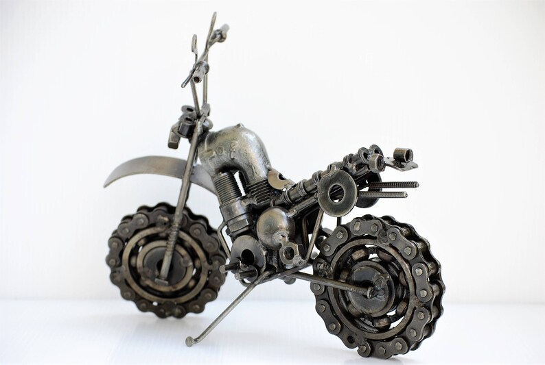 Motor Bike A Motorcycle Scrap Metal Sculpture Model Recycled - Etsy
