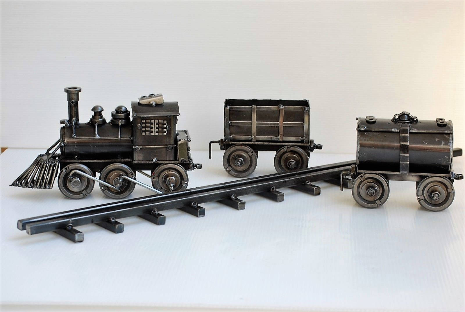Classic Train Scrap Metal Sculpture, Handmade Recycled Steel Art, 6th ...