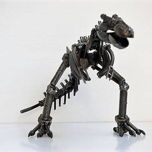 T-rex Scrap Metal Sculpture, Handmade Desk Paperweight Art, Geek ...