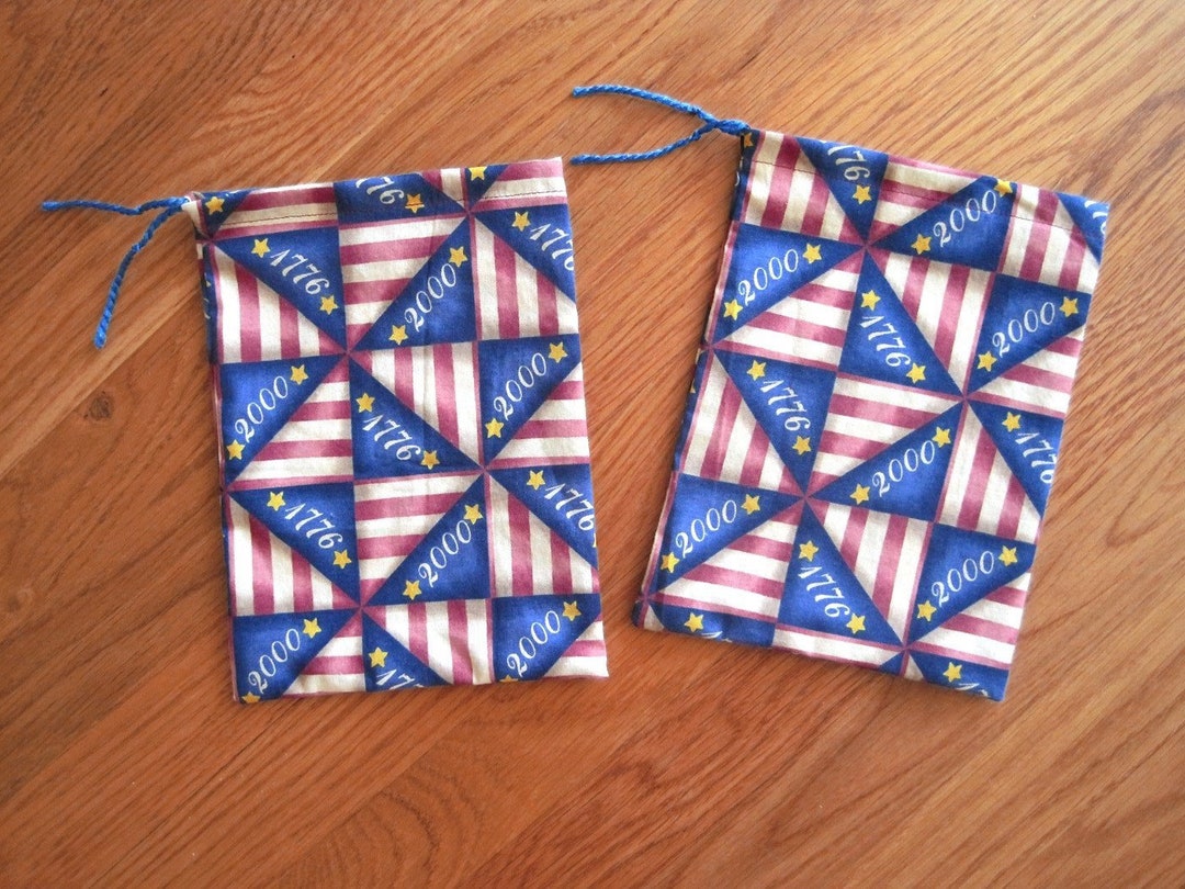 PATRIOTIC Drawstrings 6x8 - SET of 2 Americana 1776 - 2000 Flags ...