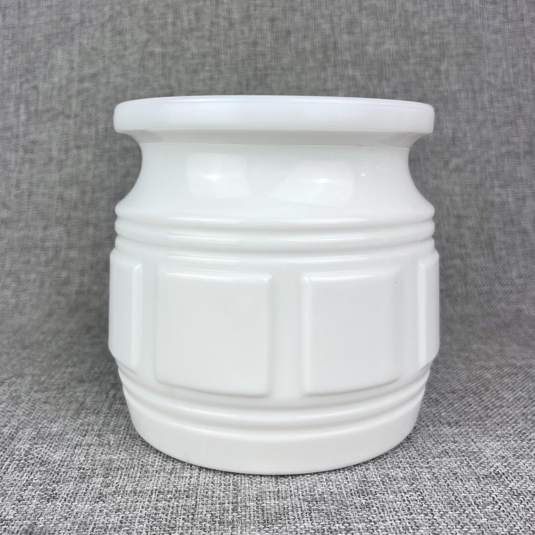 Milk Glass - Randall Glass Company Panel Vessel Jar or Planter - Etsy