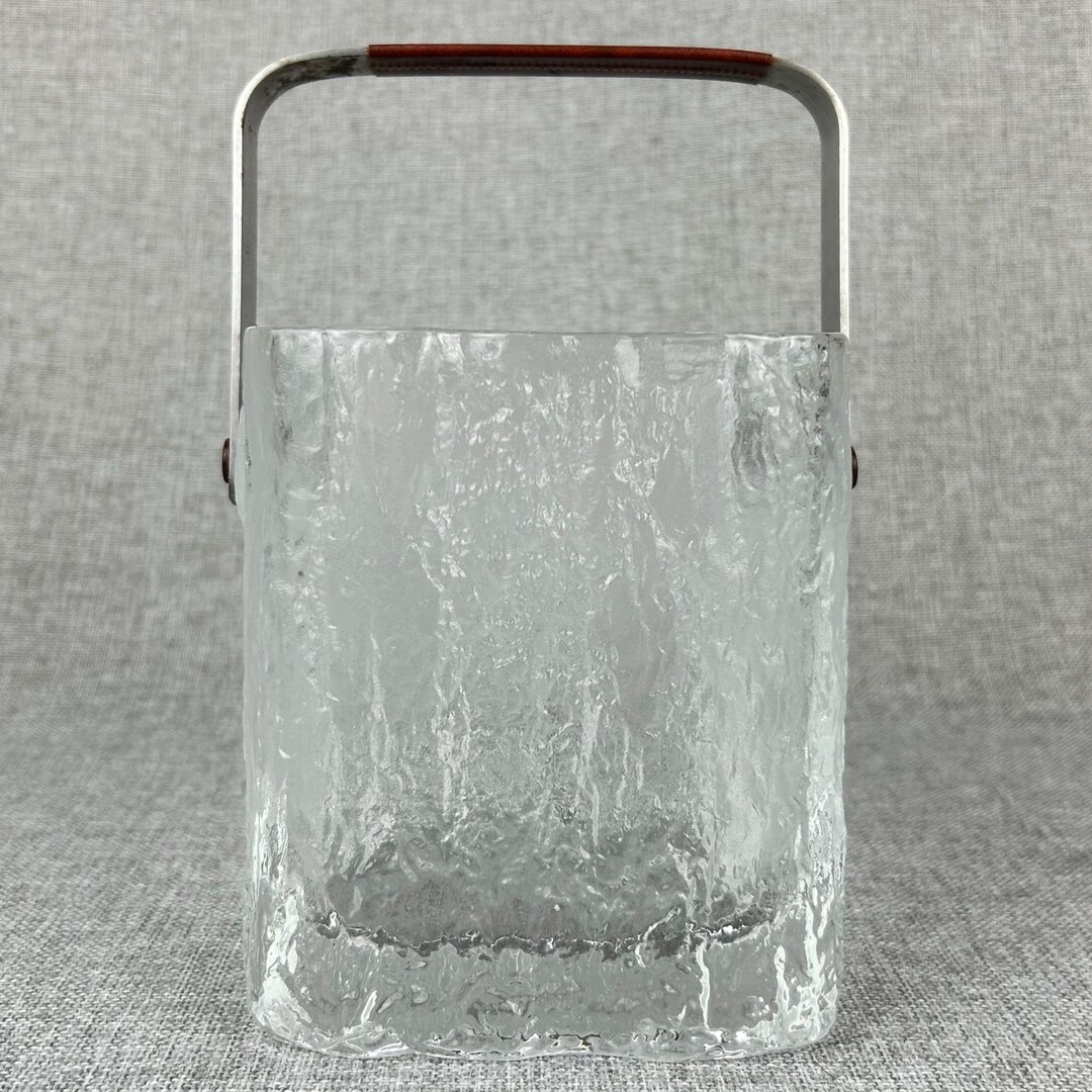 Hoya Mid Century Textured Glass Stainless Steel Ice Bucket - Etsy