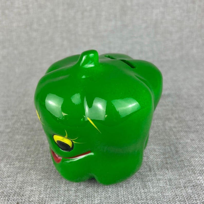 Vintage 70’s Anthropomorphic Green Bell Pepper Coin Bank - Etsy