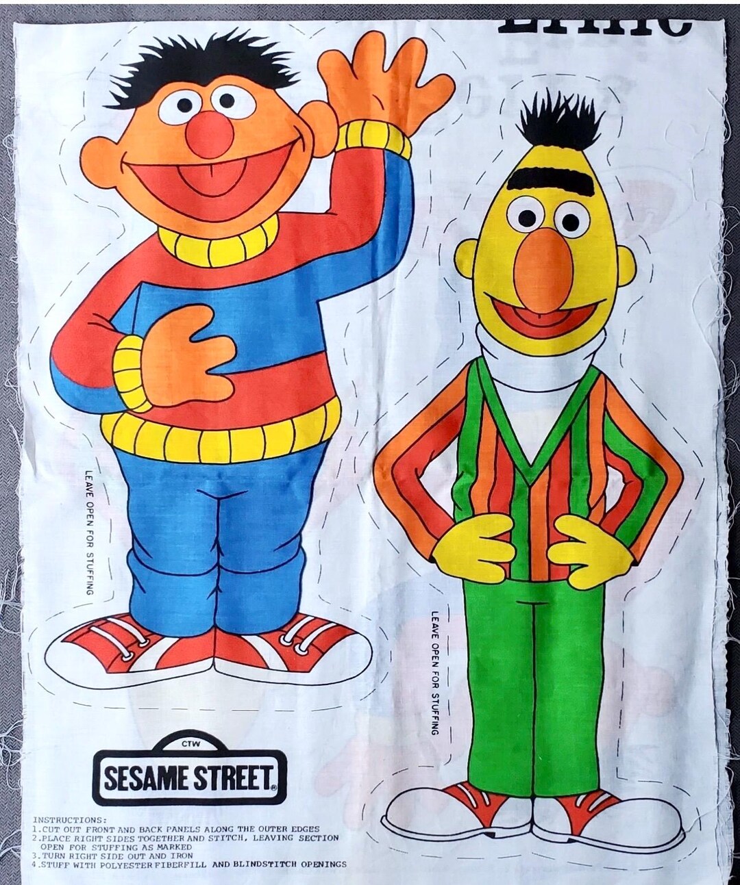 Vintage Princess Fabrics Sesame Street Bert & Ernie Pillow Dolls Fabric ...