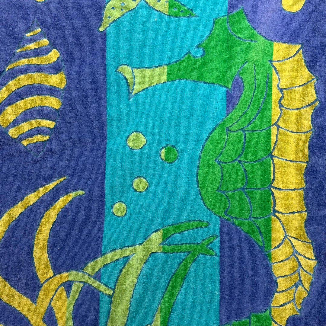 Towel - Jumbo 90’s Terrisol Beach Pool Reversible Seahorse Ocean - Etsy